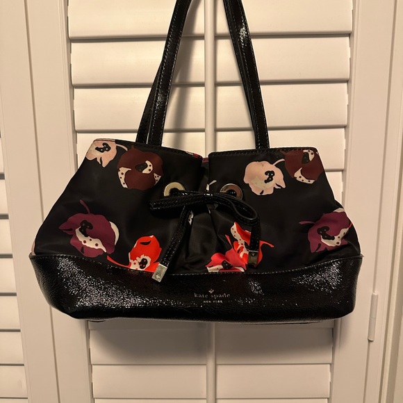 kate spade | Bags | Kate Spade Black And Red Poppy Purse With Floral ...